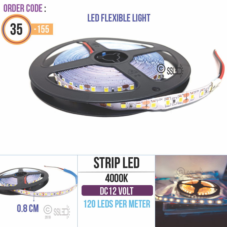 LED Strip 120 leds per meter E-Series DC 12V 4000K – trademall.id