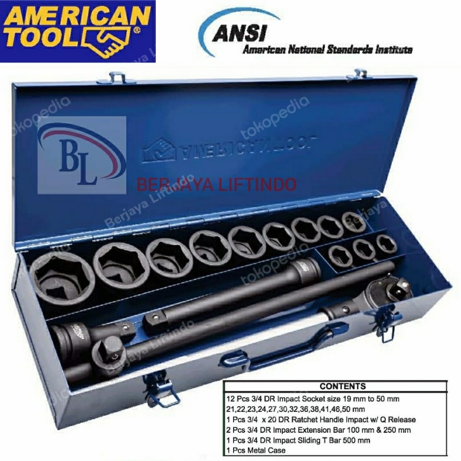 Kunci Sock Impact Socket Set 3/4″ 6PT 19mm – 50mm American tool ...