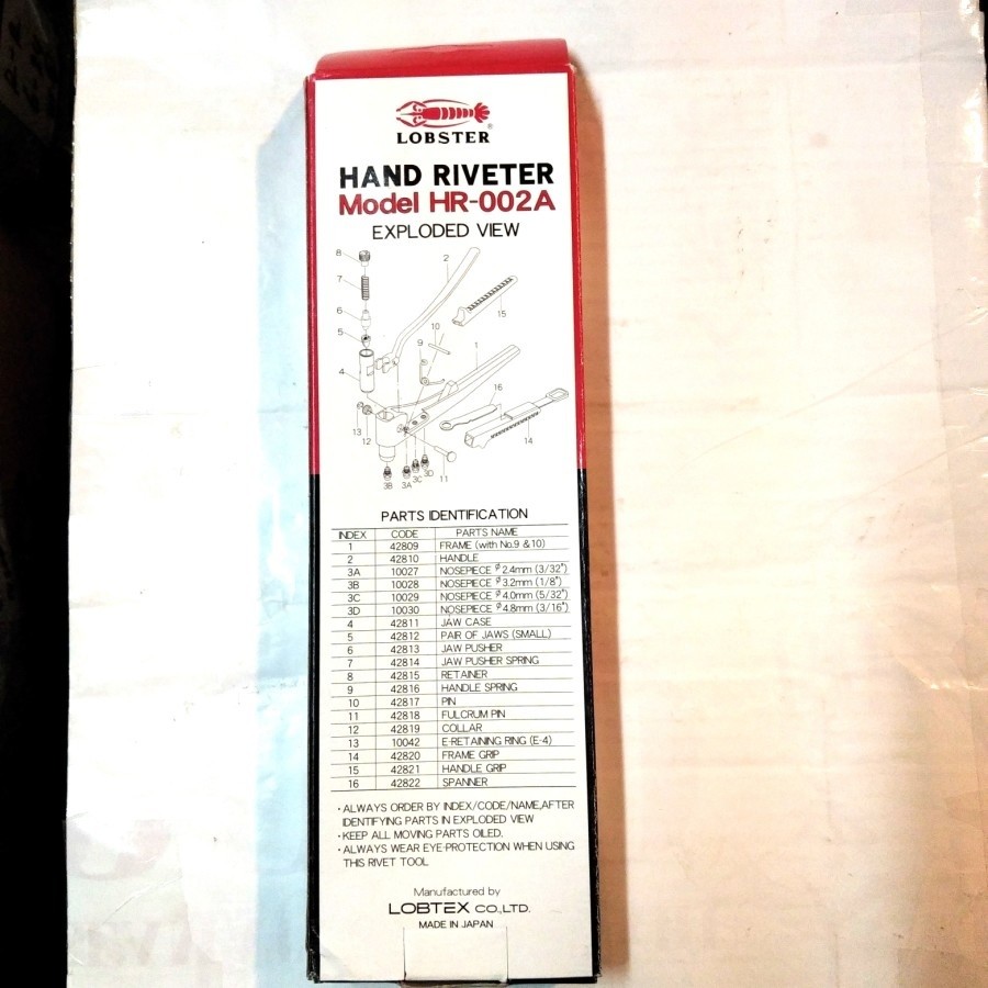 TANG RIPET LOBSTER/HAND RIVETER – trademall.id