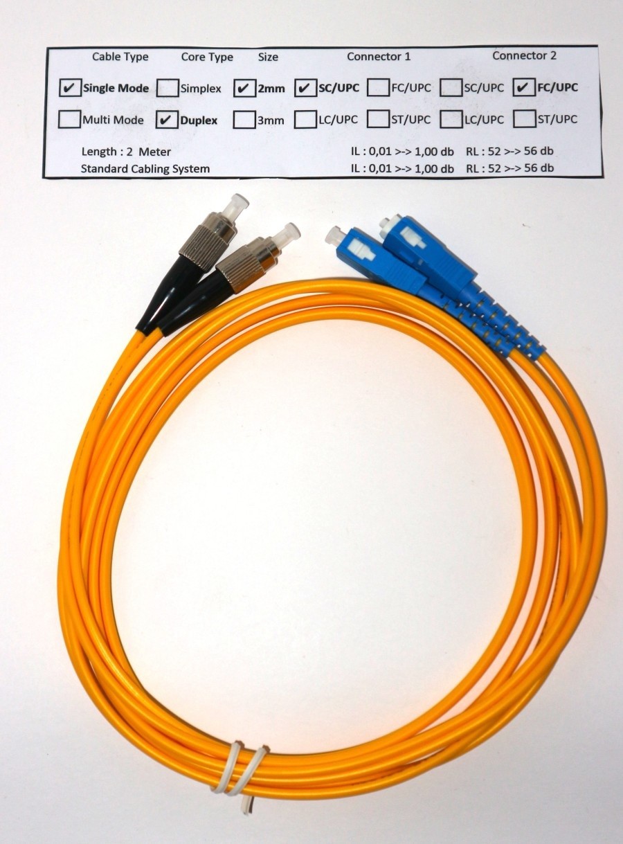Kabel Patchcord Fiber Optic (FO) Singlemode Duplex 2 Meter – trademall.id