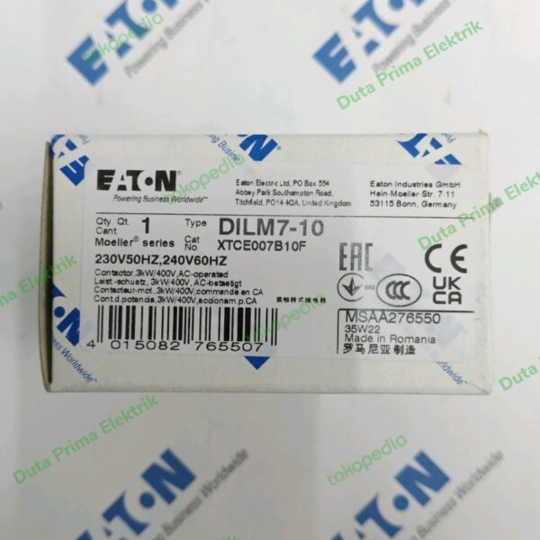 DILM7-10 230V50HZ,240V60HZ EATON Moeller – Contactor DILM – trademall.id