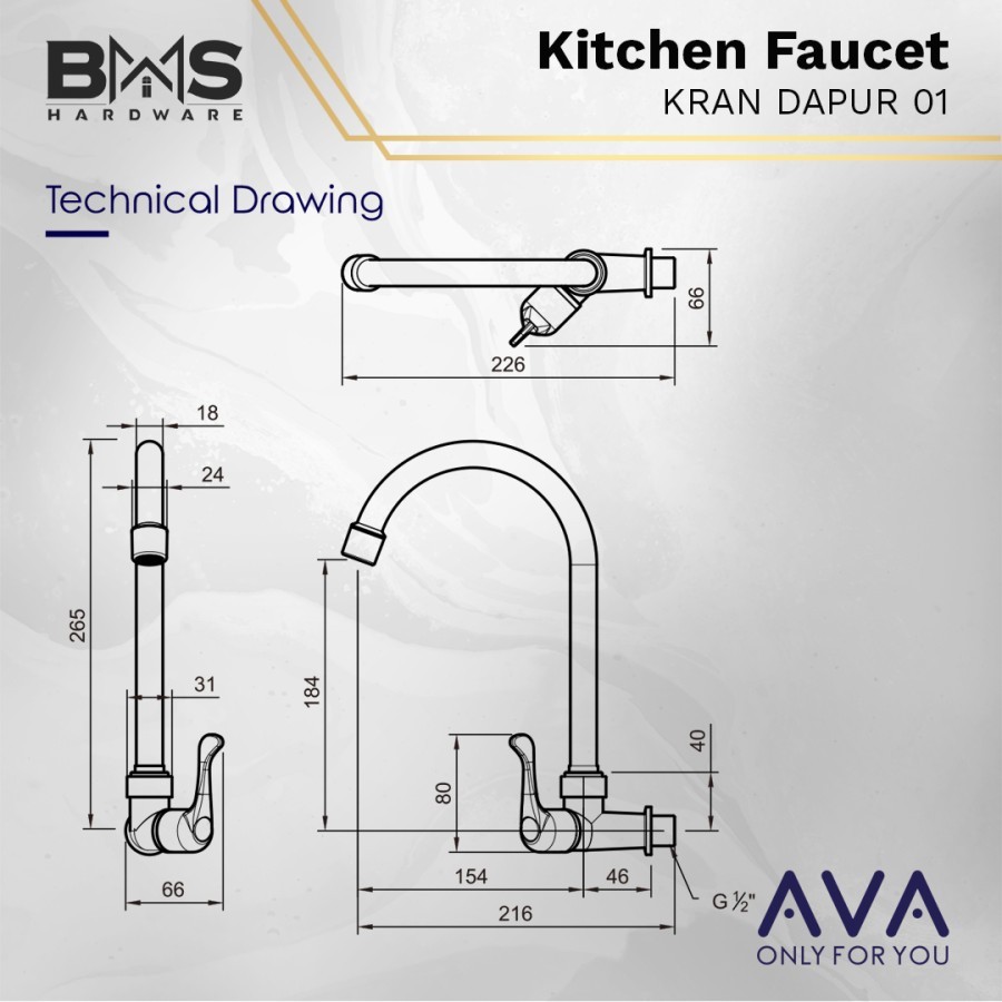 AVA Kran Dapur – Plastik ABS Keran Angsa / Kitchen Faucet 01 – trademall.id